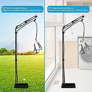 CPAP Hose Tube Holder Support Clamp Clip Hook Support Bedside Storage Kit_Metal Structure Strong_5.6 ft Max High_Angle Height Adjustable_Prevent Hose Loose Tangle Air Leakage During Sleep