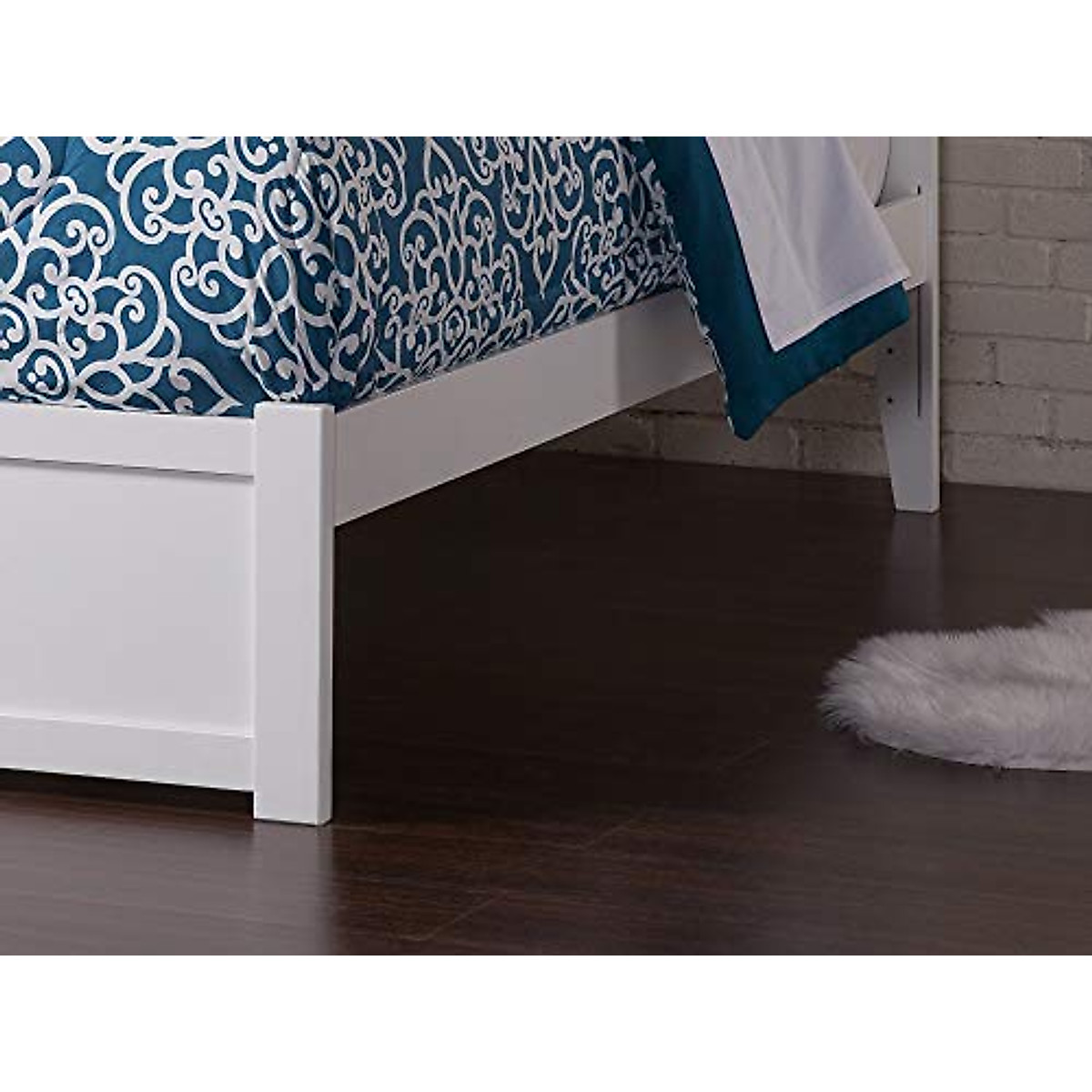 AFI Newport Full Platform Bed with Flat Panel Footboard and Turbo Charger with Urban Bed Drawers in White