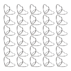 uxcell 30Pcs Heart Shape Table Number Holders Mini Place Card Holders Carbon Steel Picture Holders for Tables Centerpieces, Wedding Reception, Parties, Banquets, Silvery