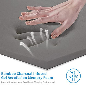 Opoiar 10inch Memory Foam Mattress King Size, Cooling Gel Infusion Bamboo Charcoal Mattress in A Box,Medium Firm Mattress Hypoallergenic Breathable Cover,Made in USA,Supportive