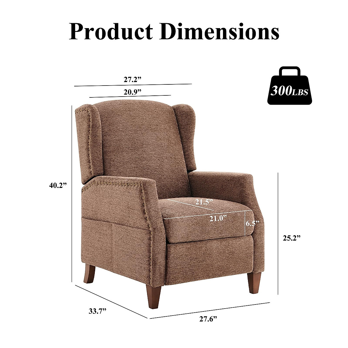 COLAMY W502-LightBrown-F pushback Recliner, Lightbrown