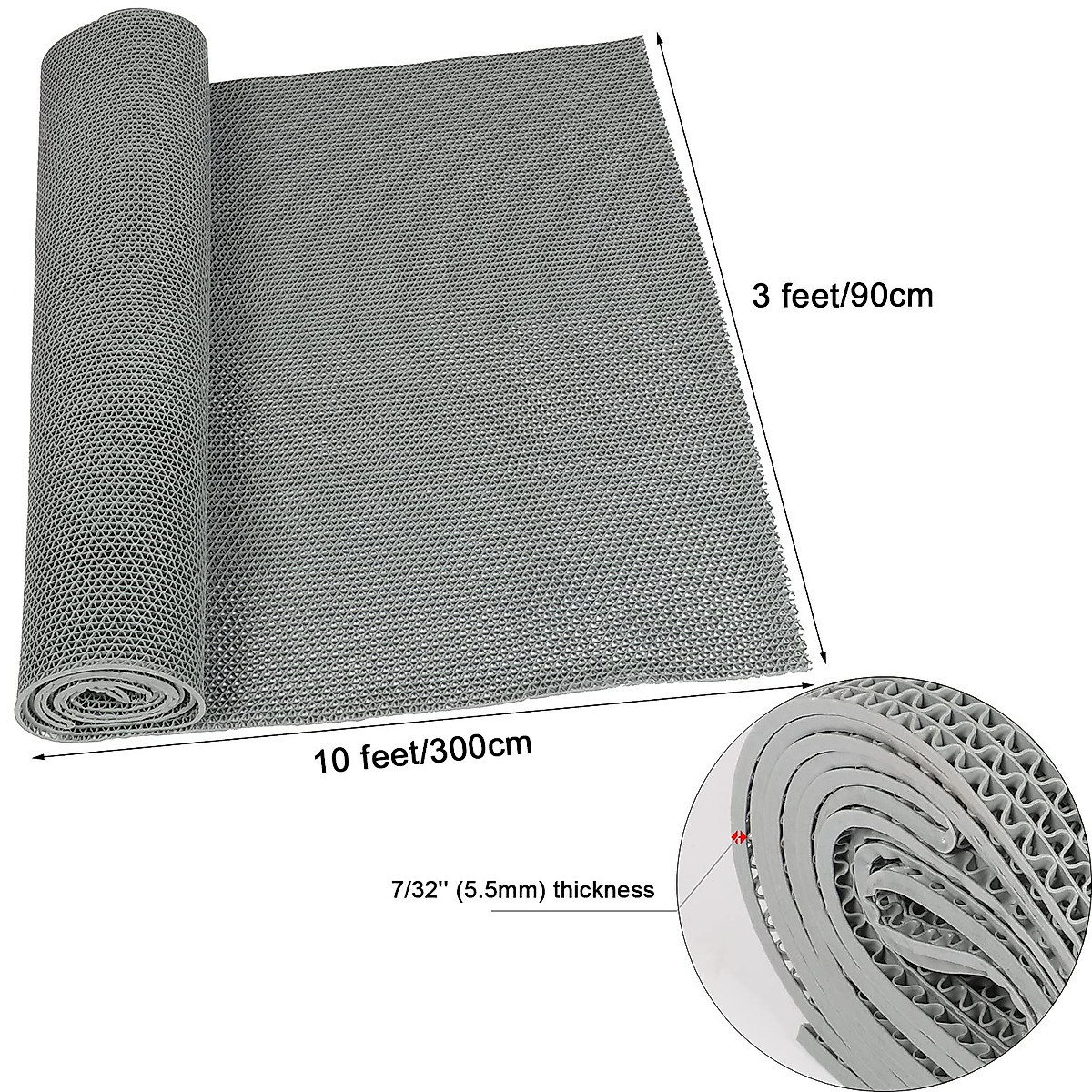 Nisorpa Commercial Drainage Mat 3x10 Ft 0.22'' Thick Non Slip Wet Area Floor Mat Pool Drain Floor Mat Garage Pools Restaurant Bars Bathroom Patio Outdoor Indoor Splash Matting, Grey