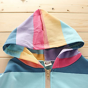 DDSOL Toddler Girls Zip-up Hoodie Jacket Rainbow Sweatshirts Long Sleeve Shirt Kids Playwear Clothes Size 3T 4T