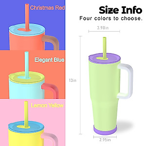 winiwo 40 oz Tumbler with Handle and Straw for Her, Flexible Straw, Insulated Tumbler Cups with Silicone Bottom, Keeps Beverages Cold Up to 24 Hours, Gym/Work/Travel/School/Gift（Bud Green）