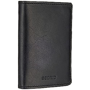 Secrid Men Slim Wallet Genuine Leather RFID Card Case Max 12 Cards, Black, 14mm slim
