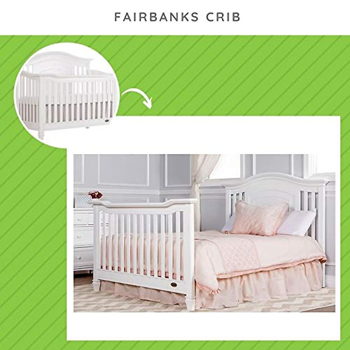 Full-Size Conversion Kit Bed Rails for Evolur Cribs | Multiple Finishes Available (White)