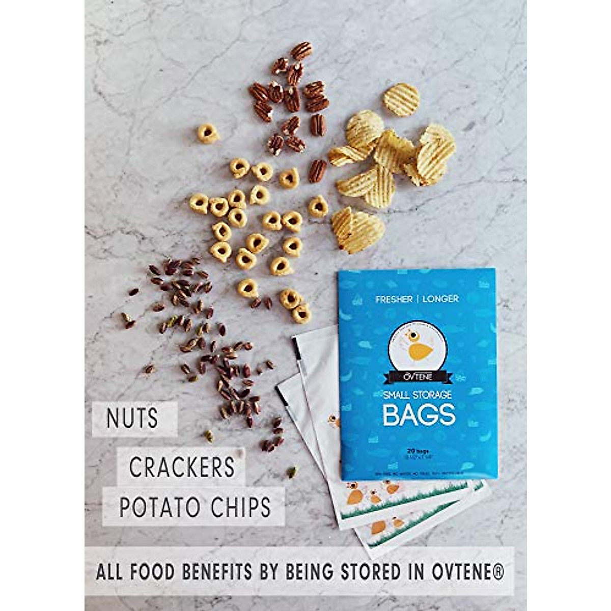 OVTENE Food Storage Bags for Cheese, Meat, and Produce - Keeps Food Fresher Longer (20 Small bags 10.5"x7.25")