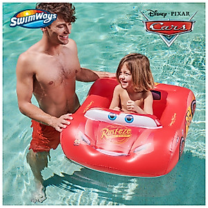 Swimways Disney Pixar Cars Inflatable Water Boat Vehicle, Inflatable Pool Floats and Kids Pool Toys, Cars Pool Party Supplies for Kids Aged 3 & Up