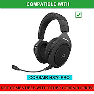 Jecobb Replacement Ear Pads Cushion Cover with Protein Leather & Memory Foam for Corsair HS70 PRO, HS60 PRO, HS50 PRO Headset ONLY – Oval (Black)