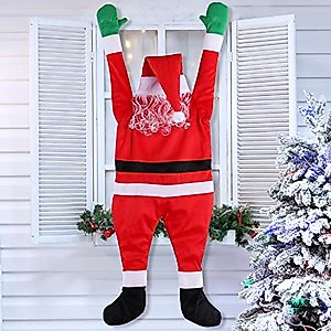 TOLOCO 4.1 FT Hanging Santa Claus, Christmas Decorations, Christmas Ornaments for Roof, Porch, Gutter, Balcony, Christmas Decor Outdoor and Indoor