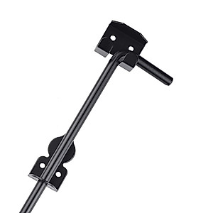 SANKINS 18" Cane Bolt Drop Rod Heavy Duty Gate Hardware Black Solid Steel Gate Ground Latch for Wood PVC Vinyl Metal Gates Fences Doors, Holding Gate to The Ground (1 Pack)