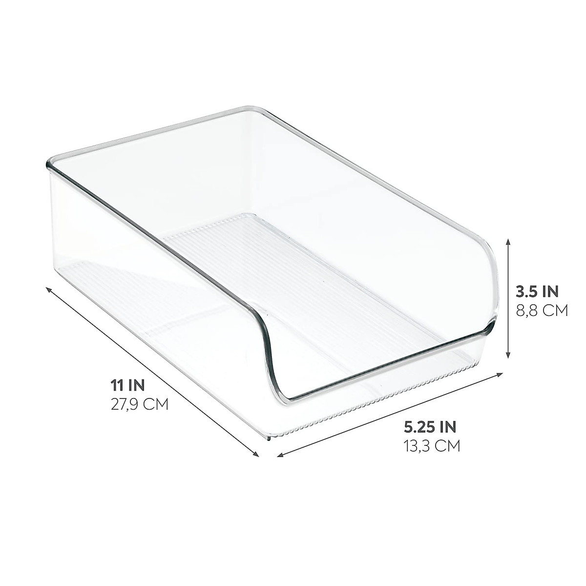 iDesign BPA-Free Plastic Freezer and Fridge Organization Bin for Kitchen, Fridge, Freezer, Pantry and Cabinet Organization, The Linus Collection – 11" x 7" x 3.5", Clear