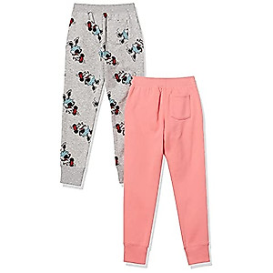 Amazon Essentials Disney | Marvel | Star Wars | Princess Girls' Fleece Jogger Sweatpants, Pack of 2, Minnie Icons, Medium