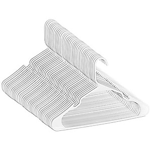 Zoyer Plastic Hangers (50 Pack, White)- Durable Clothes Hangers- Space Saving Shirt Hangers- Slim Coat Hangers- Suit Hangers