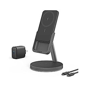 Anker Magnetic Wireless Charger, 633 MagGo 2-in-1 Wireless Charging Station, Detachable Portable Charger, Only for iPhone 14/14 Pro/14 Pro Max/13/13 Pro Max and AirPods Pro (Interstellar Gray)
