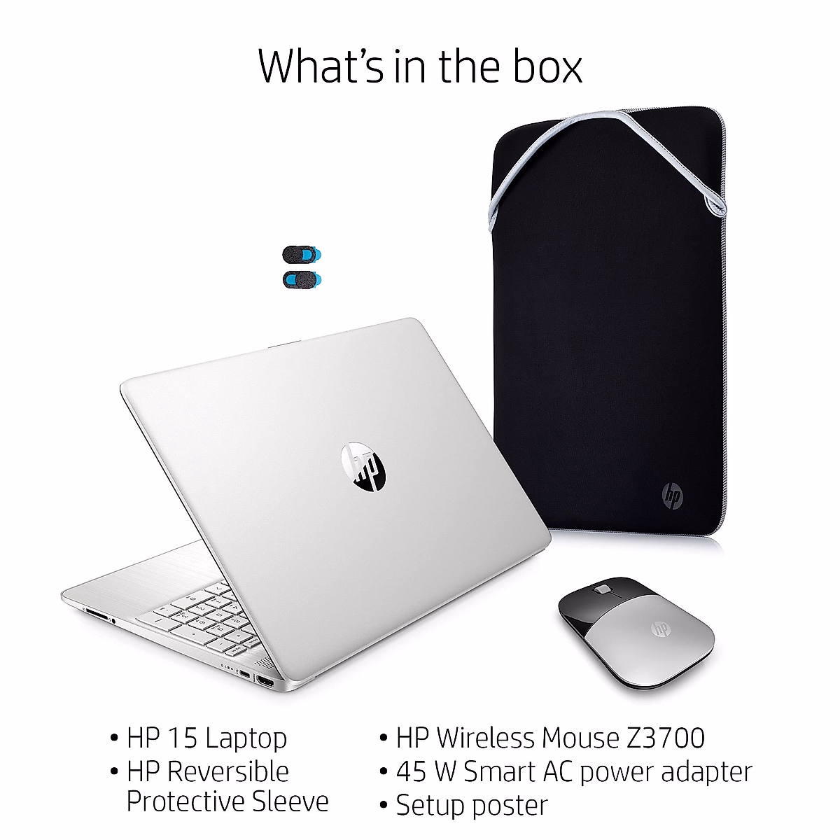 HP 2021 15.6" HD Laptop Computer, AMD Athlon Silver N3050U, 4GB RAM, 128GB SSD, HDMI, USB-C, Webcam, Windows 10 S with Office 365 for 1 Year, Mouse, Sleeve + YSC Accessory (Silver)