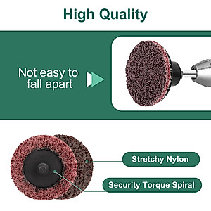 90pcs 2 inch Quick Change Sanding Discs, SUNJOYCO Nylon Surface Conditioning Discs, 1/4" Roll Lock Holder Die Grinder Sanding Disc for Surface Strip Grind Polish Burr Finish-Fine Medium Coarse