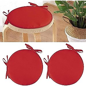 Indoor Outdoor Chair Cushions Set of 4/2, Round Chair Cushions with Ties,Round Chair Pads for Dining Chairs,Round Seat Cushion,Garden Bistro Chair Cushions Set for Furniture (4PCS C, One Size)