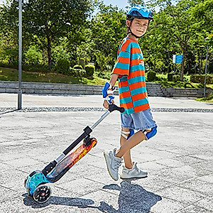 WeSkate Scooters for Kids, Foldable Scooter for Toddlers Girls & Boys, LED Lights Up 3 Wheels Scooter Adjustable Height, Lean to Steer, Great Gifts for Children Ages 3-12