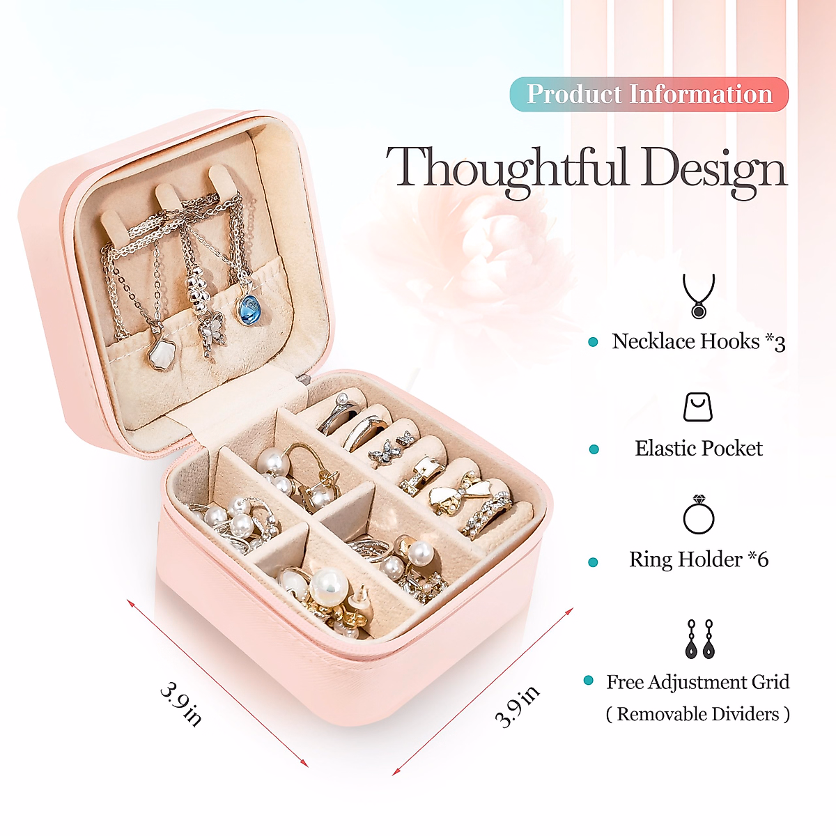 Caramel Sweet Life Jewelry Box | Personalized Jewelry Organizer | Mom Gifts | Small Travel Jewelry Case with Initial Design