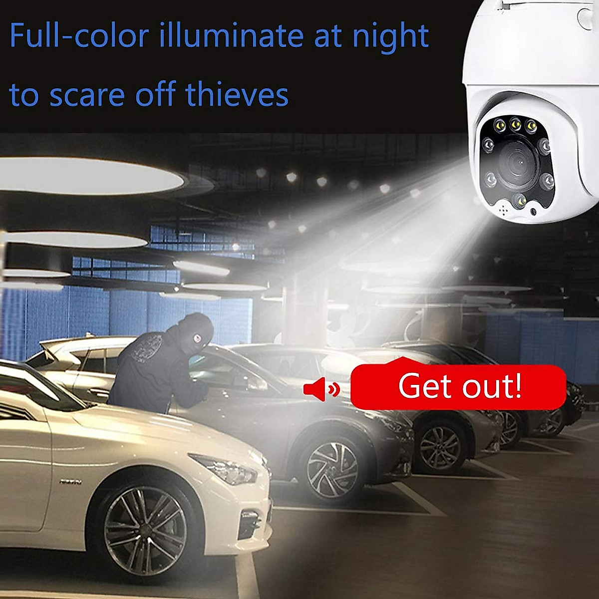 Alptop Outdoor PTZ WiFi IP Security Camera 1080P Home Surveillance Camera Pan/Tilt Two-Way Audio Motion Detection Color Night Vision Auto Tracking CamHiPro APP AT-200DW