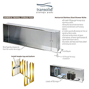 Transolid STH4614 46.5-in. Recessed Stainless Steel Shower Storage Pod