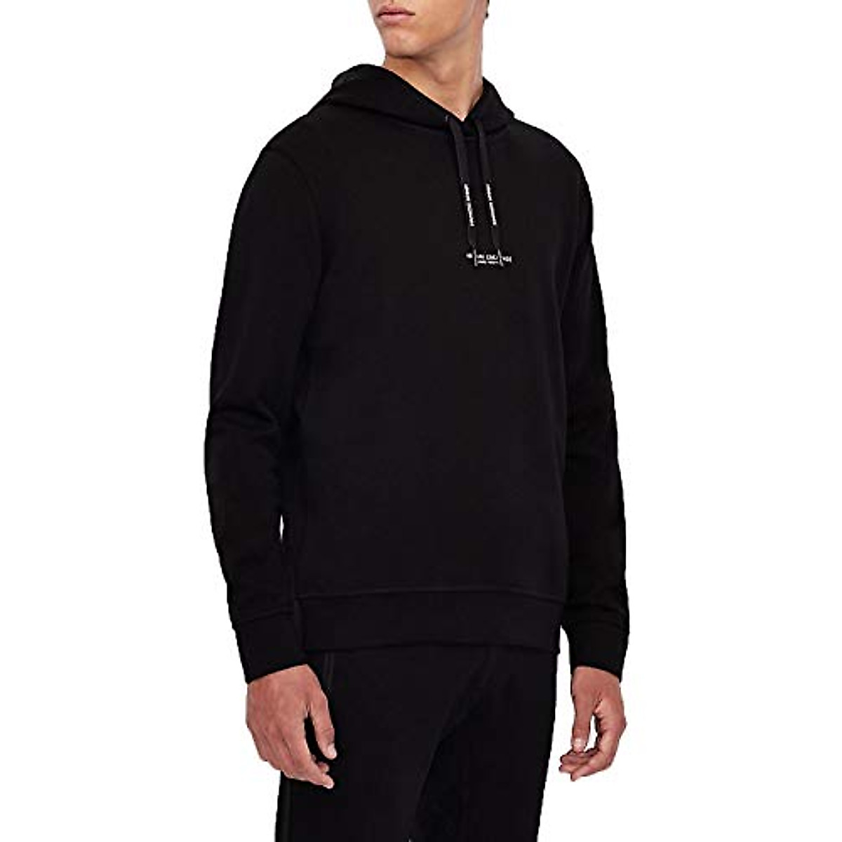 A|X ARMANI EXCHANGE mens Pull-over With Front Back Logo Hooded Sweatshirt, Black, Large US