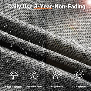 ovios Outdoor 7 Piece Patio Furniture with Fire Pit Table,Wicker Coversation Set with Swivel Rocking Chair,Comfy Sectional Deep Sofa with Ottoman for Outside Porch Balcony Backyard Pool,Dark Grey