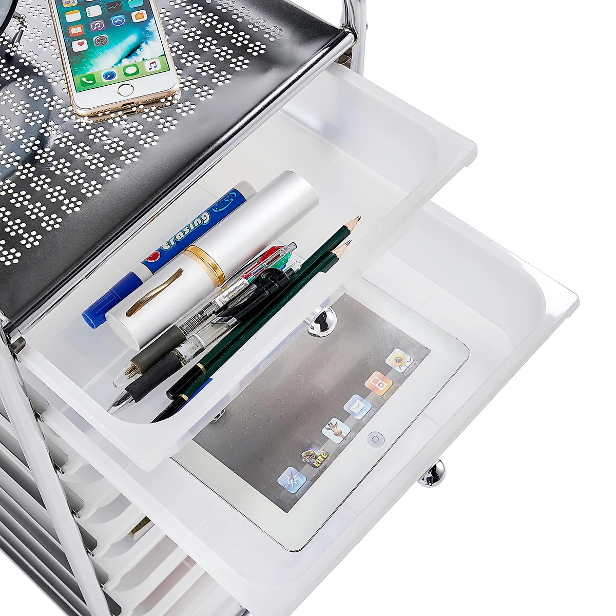 Yaheetech 10 Drawer Cart Rolling Plastic Storage Cart and Organizer Multipurpose Mobile Rolling Utility Storage Organizer for Home Office School and Workshop, White