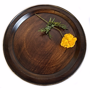 Walnut Finish Lazy Susan with Flared Lip 16"