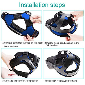 Orzero Head Cushion Compatible for Quest VR Headset (Only Fits for Quest 1st Gen), Comfortable Protective Strap Headband (Blue)