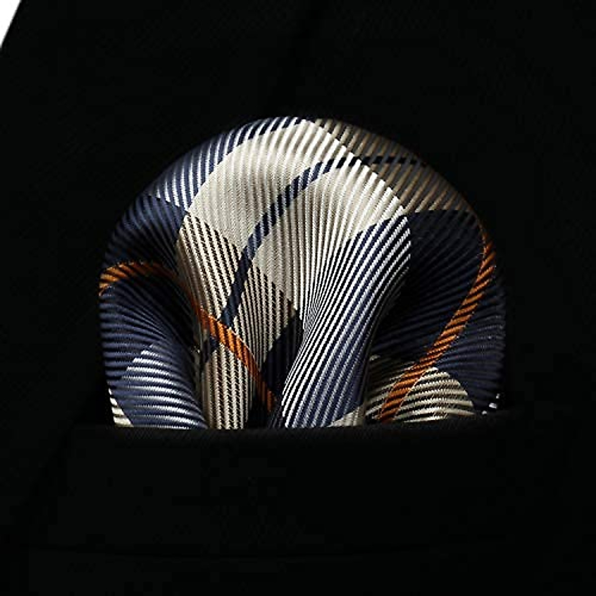 HISDERN Ties for Men Brown Plaid Tie Pocket Square Set Extra Long Mens Neckties and Handkerchief Formal Silk Checkered 63'' Necktie for Business