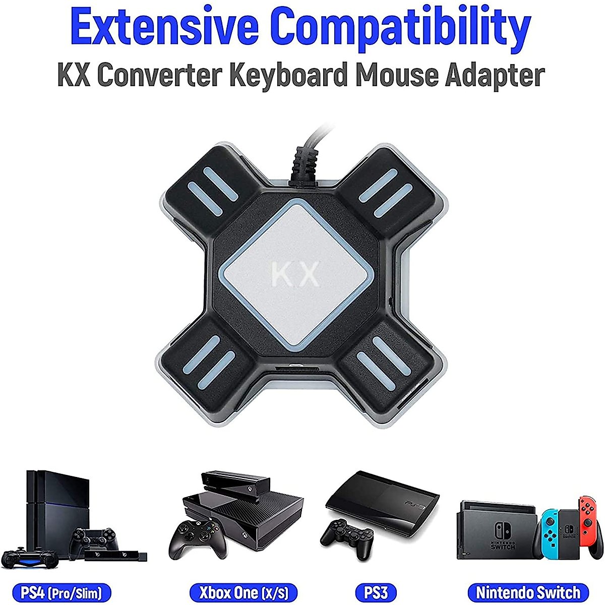 JZW-Shop Keyboard Mouse Converter for PS4/N-Switch/PS3/Xbox One, USB Mouse Keyboard Adapter Converter