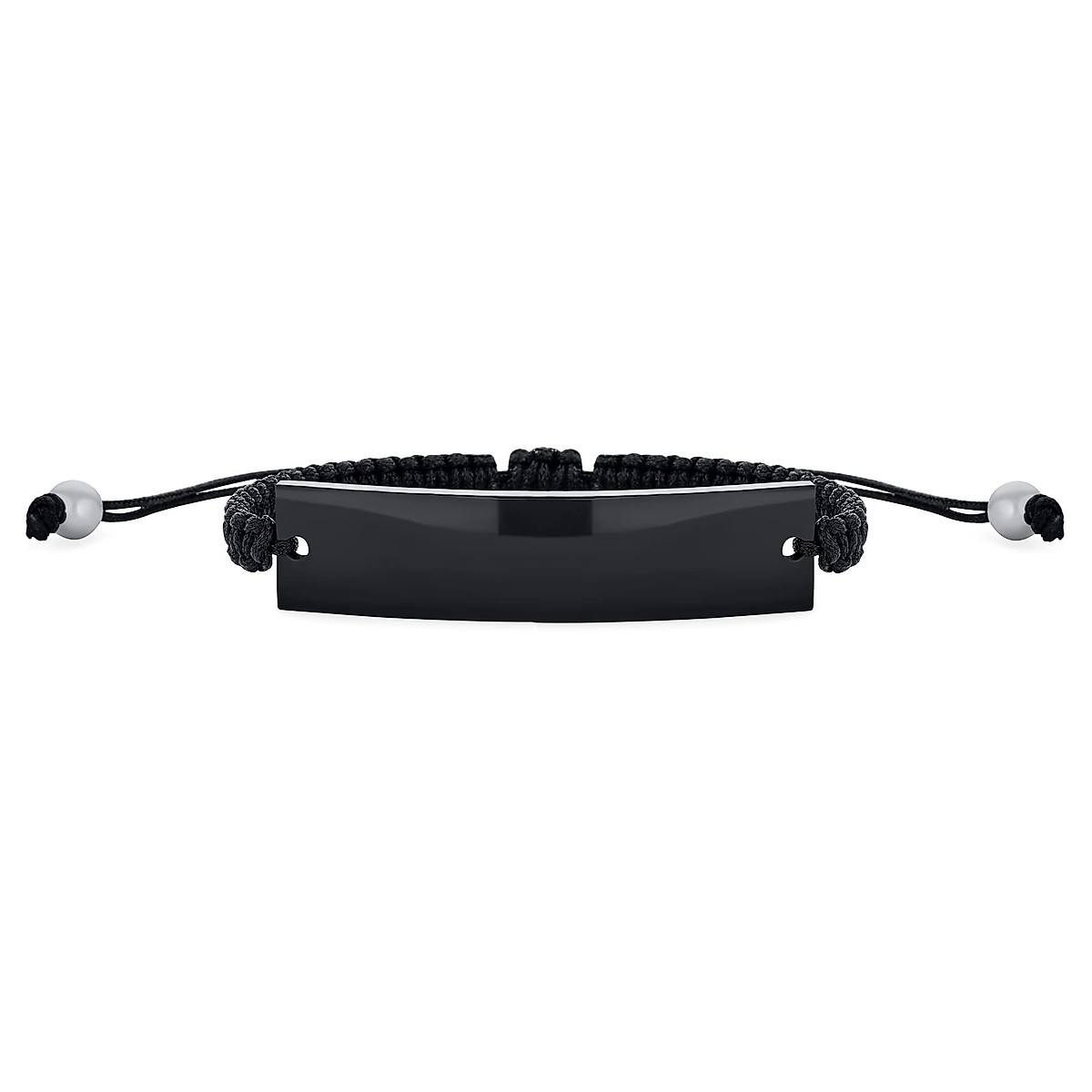 Bling Jewelry Personalize Unisex Black Silicone Wristband Identification ID Bracelet for Men Teens Silver Tone Stainless Steel Watch Buckle Clasp Customizable