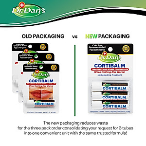 Dr. Dan's Cortibalm -3 Pack -for Dry Cracked Lips - Healing Lip Balm for Severely Chapped Lips- Designed for Men, Women and Children