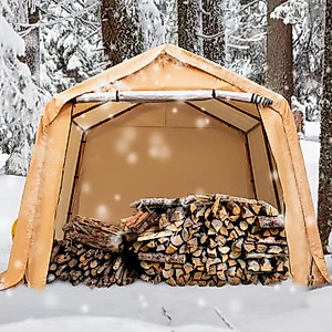 MELLCOM 10x10 ft Outdoor Storage Shelter - Heavy Duty Portable Garage, Tool Shed, Carport - Ideal for Bikes, Motorcycles, and Outdoor Tools - Beige