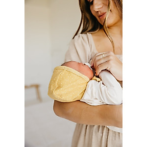 Copper Pearl Baby Bonnets: Ultra-Soft, Comfy to Wear, Tie-On Infant Sun Hat for Protection Against UV Rays, Trendy Coordinating Designs Swaddles, 0-3 Months - Marigold