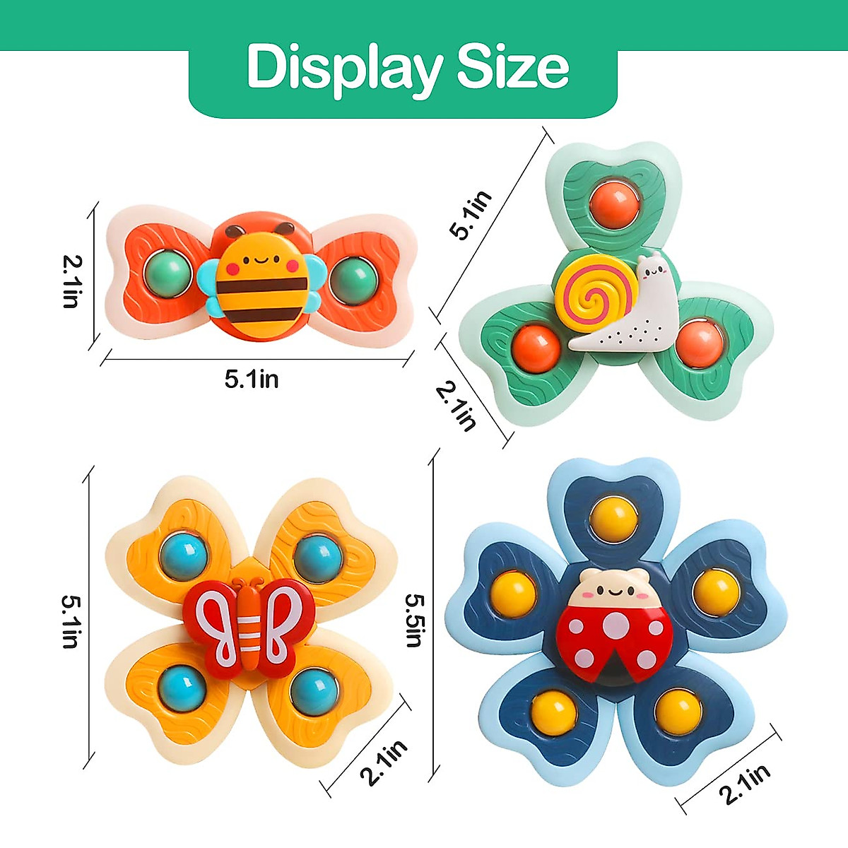 NAODONGLI Sensory Suction Cup Toys for 1 Year Old Boys Girls Baby Simple Dimple Fidget Spinner Toys 2-4,6-12,12-18 Months Toddlers Baby Bath Travel Toys for Easter Birthday