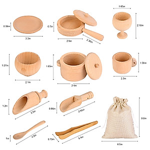Migargle Sensory Bin Tools, Montessori Toys for Toddlers, Waldorf Toys, Wooden Scoops and Tongs for Transfer Work and Fine Motor Learning