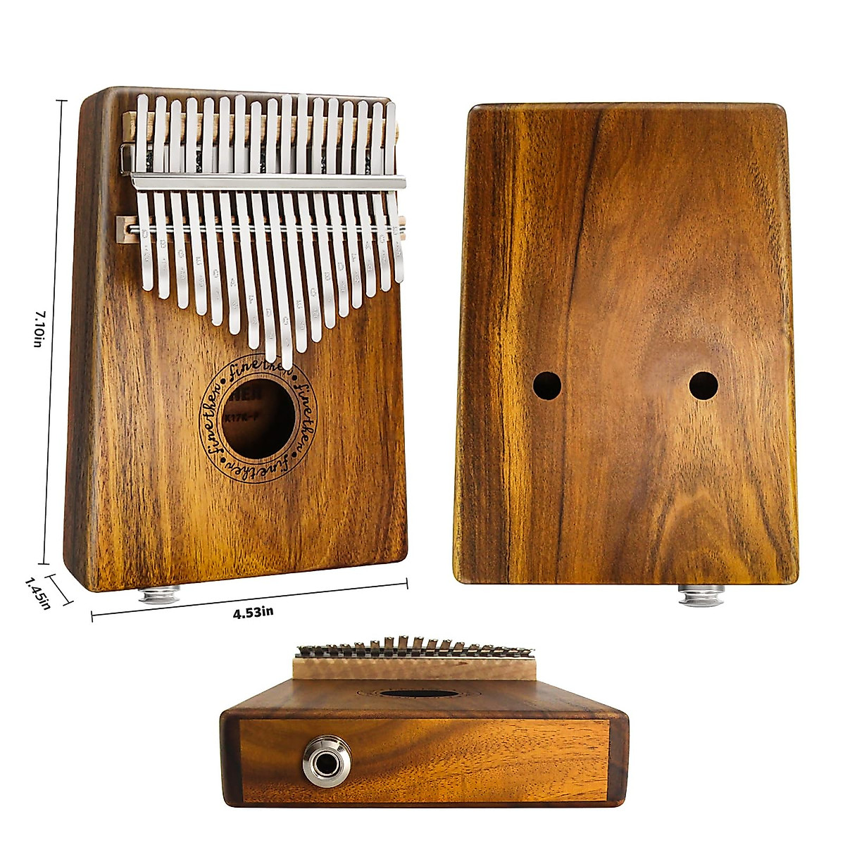 FINETHER Thumb Piano Kalimba with Audio Jack, 17 Key Koa Wood Calimba Finger Harp Piano Musical Instrument Birthday Christmas Thanksgiving Gift for Kids, Adults and Beginners