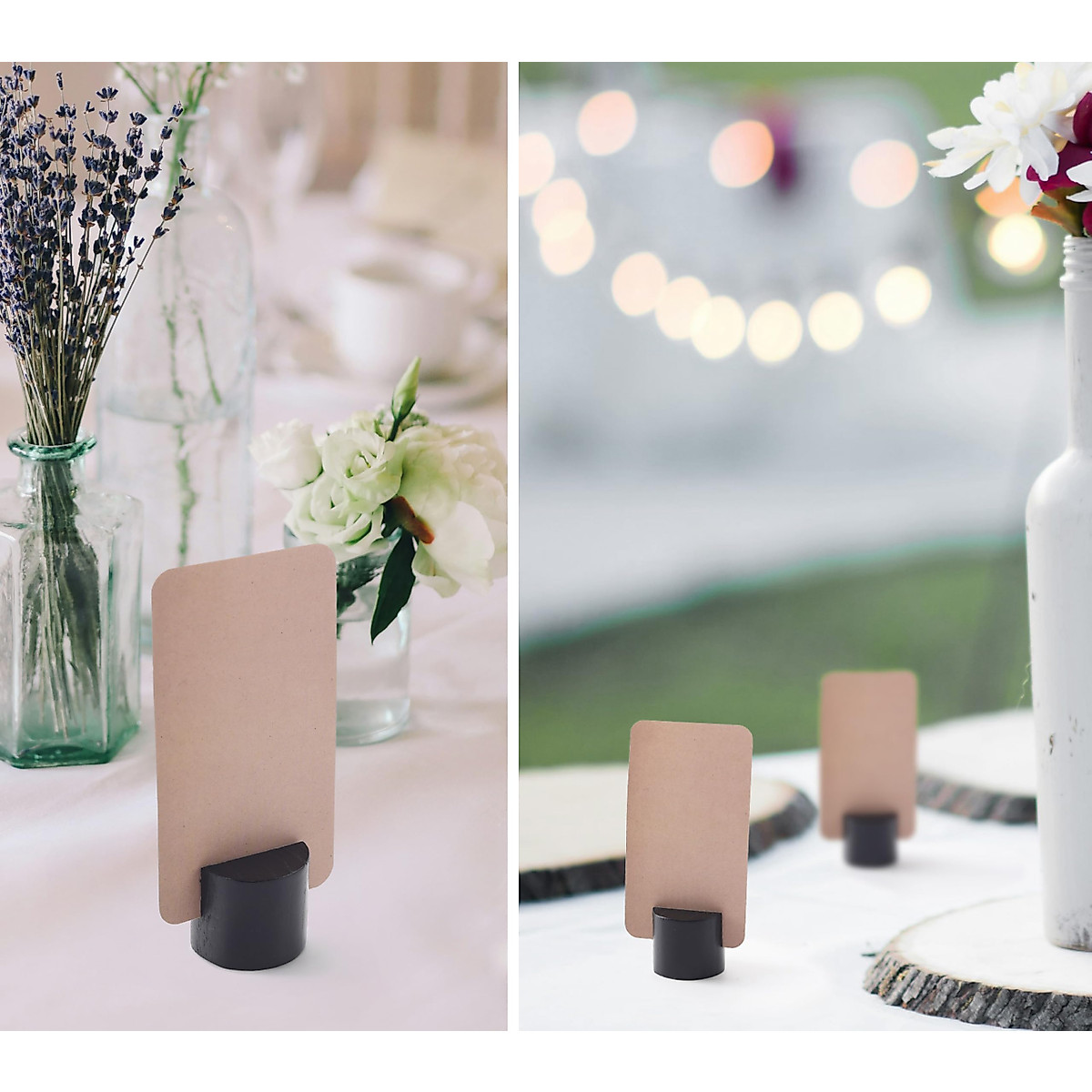 20 Pack Mini Wood Table Number Holders - Place Card Holders, Dinner Table Card Holders, Name Card Holders for Tables, Wooden Picture and Sign Holder (Black)