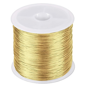 MIKIMIQI 328Ft Jewelry Wire Craft Wire 26 Gauge Tarnish Resistant Jewelry Beading Wire Copper Beading Wire for Jewelry Making Supplies and Crafting, 0.4mm X 100m (Gold)