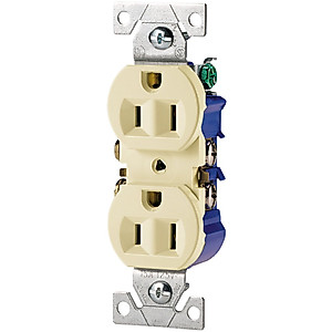 EATON Wiring 270A-SP-L Standard Grade Straight Blade Duplex Receptacle with 15-Amp, 125-Volt, 5-15-NEMA Rating, Almond
