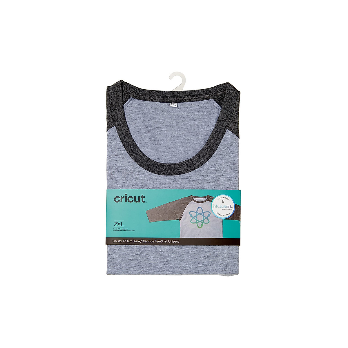 Cricut Mens Unisex Adult T-Shirt Blank, Raglan in Dark/Light Heathered Gray, 2XL, Light Heathered Gray, XX-Large US