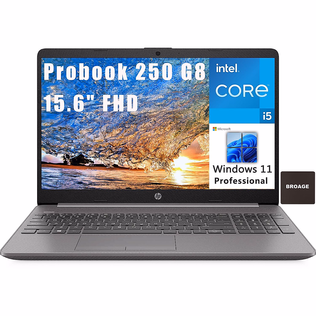 HP Probook 250 G8 15.6" FHD Laptop, Intel Core i5-1135G7 (Beat i7-1065G7), 16GB DDR4 RAM, 512GB PCIe SSD, WiFi, BT, Dark Ash Silver, Windows 11 Pro, BROAG