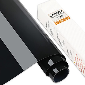 CAREGY Iron on Heat Transfer Vinyl Roll HTV (12''x5',Black)