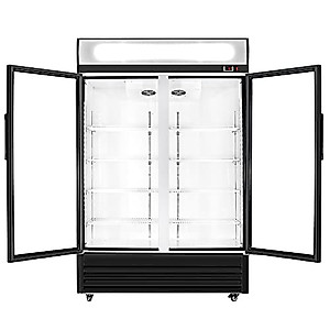 DHPM 51" 2 Sliding Glass Reach in Refrigerator Swing, Door Upright Display Beverage Cooler Merchandiser, Antique White