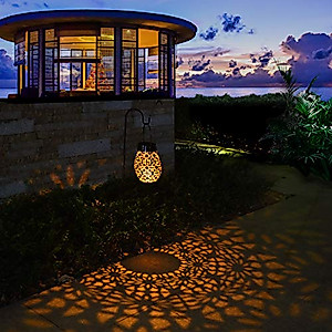 Shengming Daisy Design Super Big & Bright Lantern Hanging Garden Outdoor Solar Lights Metal Waterproof LED Table Lamp Decorative (Oval Shape) l