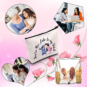 TSOTMO Hawaiian Trip Inspired Gift Funny Cartoon Makeup Bag Cartoon Love Gift For friend (to my Stitch)