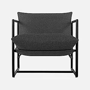 ZINUS Aidan Sling Accent Chair / Metal Framed Armchair with Shredded Foam Cushioning, Dark Grey